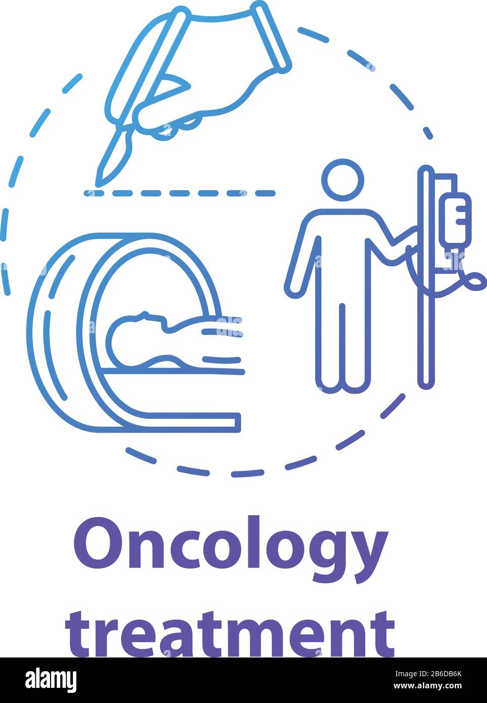 Oncology treatment concept icon. Chemotherapy, surgical and ...