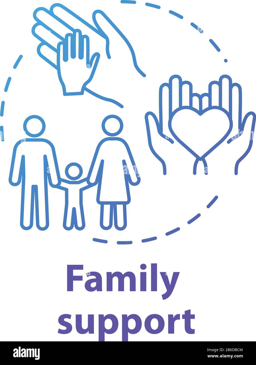 Family support concept icon. Parental care. Relatives backing. Family ...
