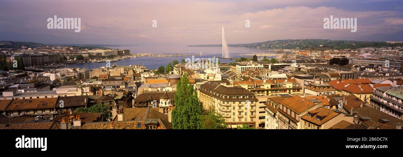 Buildings in a city, Lake Geneva, Geneva, Switzerland Stock Photo - Alamy