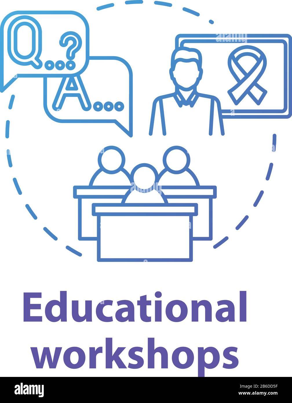 Educational workshops concept icon. Informing society about cancer, HIV ...