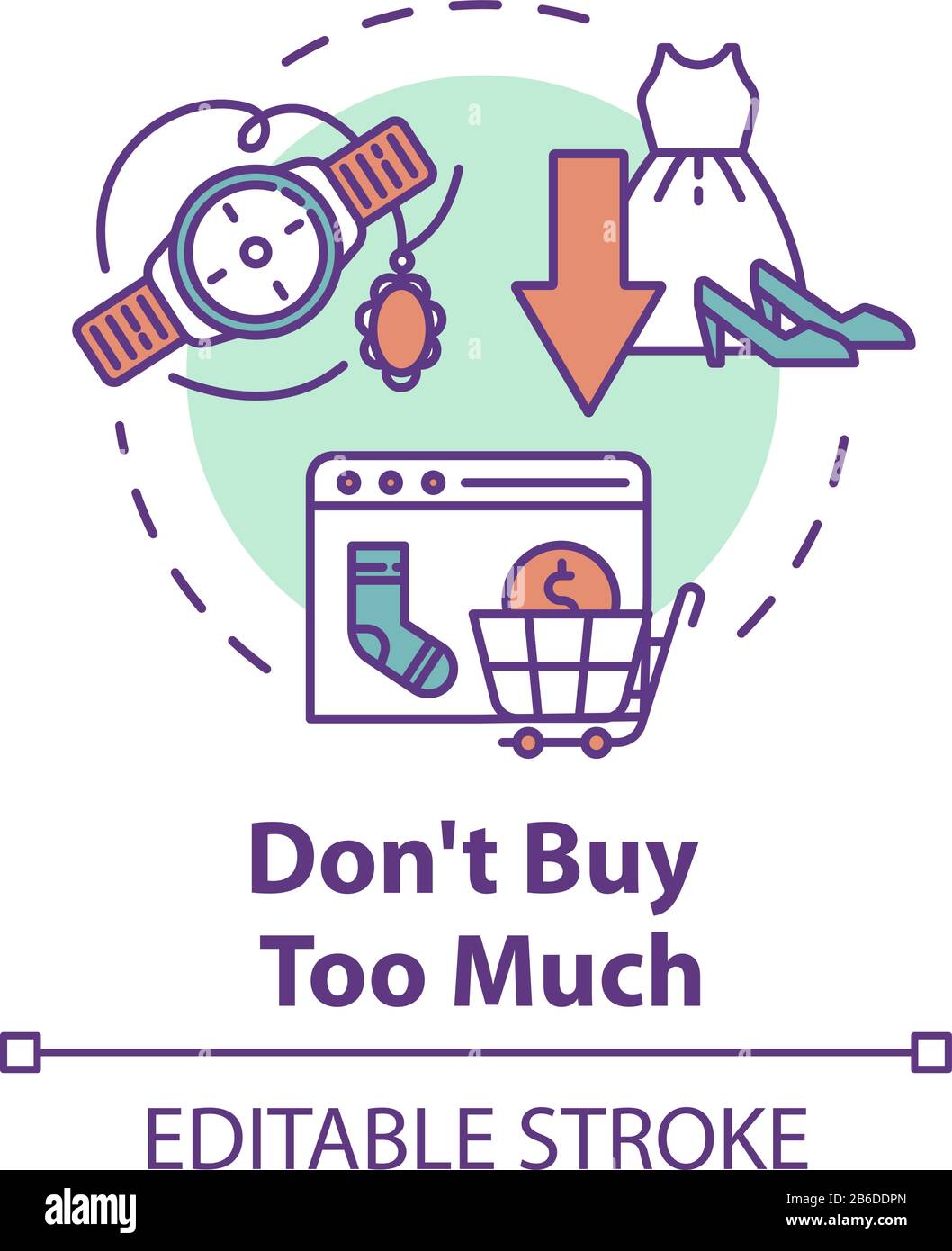 Don't buy too much concept icon. Consumerism and economy. Fashion ...