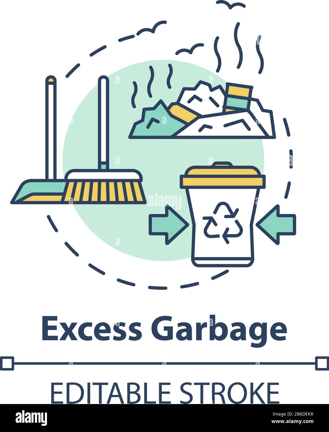 Excess garbage concept icon. Trash and rubbish. Dustbins and landfill ...