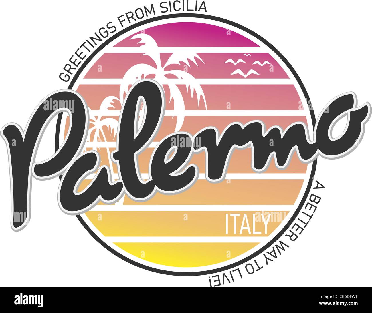 Palermo in Italy, vector cartoon illustration on a white background ...