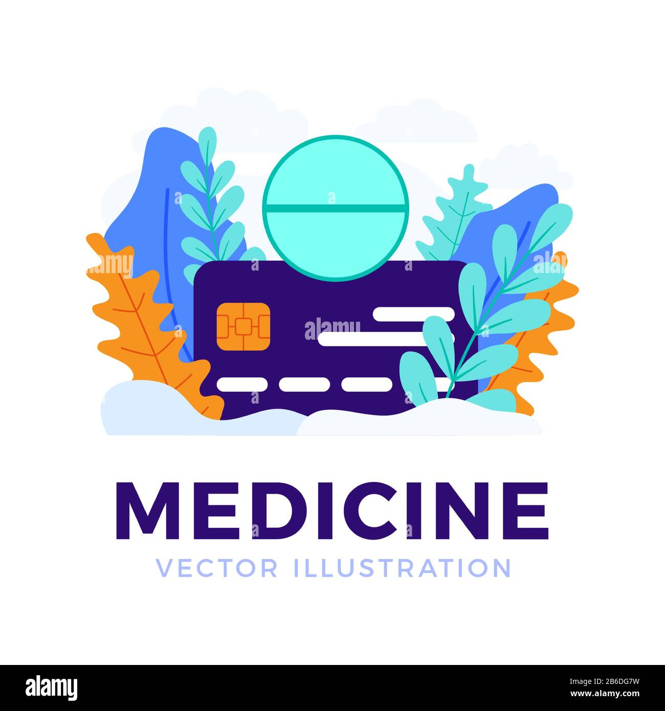 Medicine tablet with credit card vector stock illustration isolated on ...