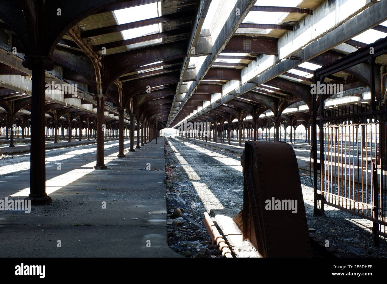 Abandoned railroad platform of former Central Railroad of New Jersey ...
