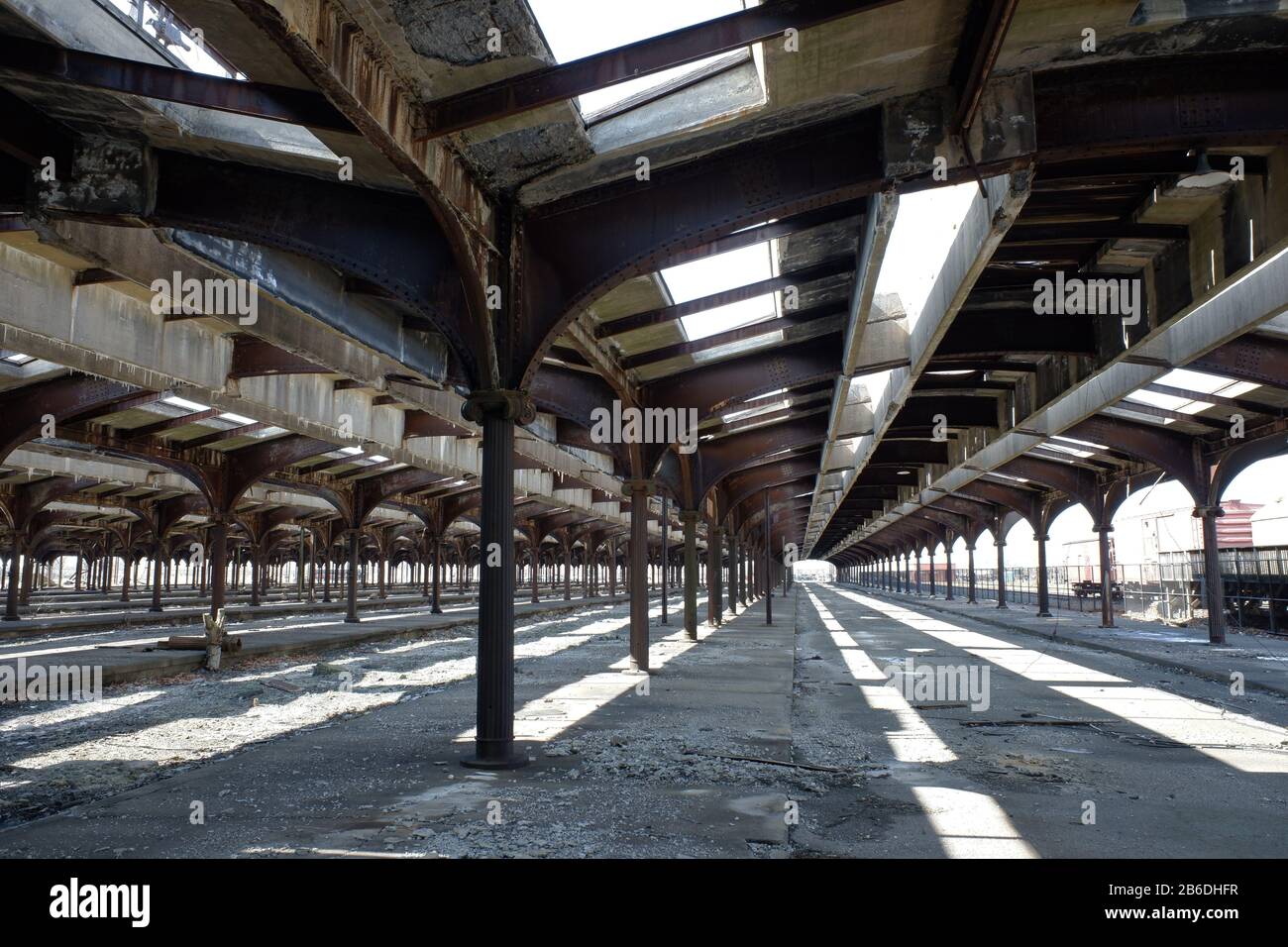 Abandoned railroad platform of former Central Railroad of New Jersey ...
