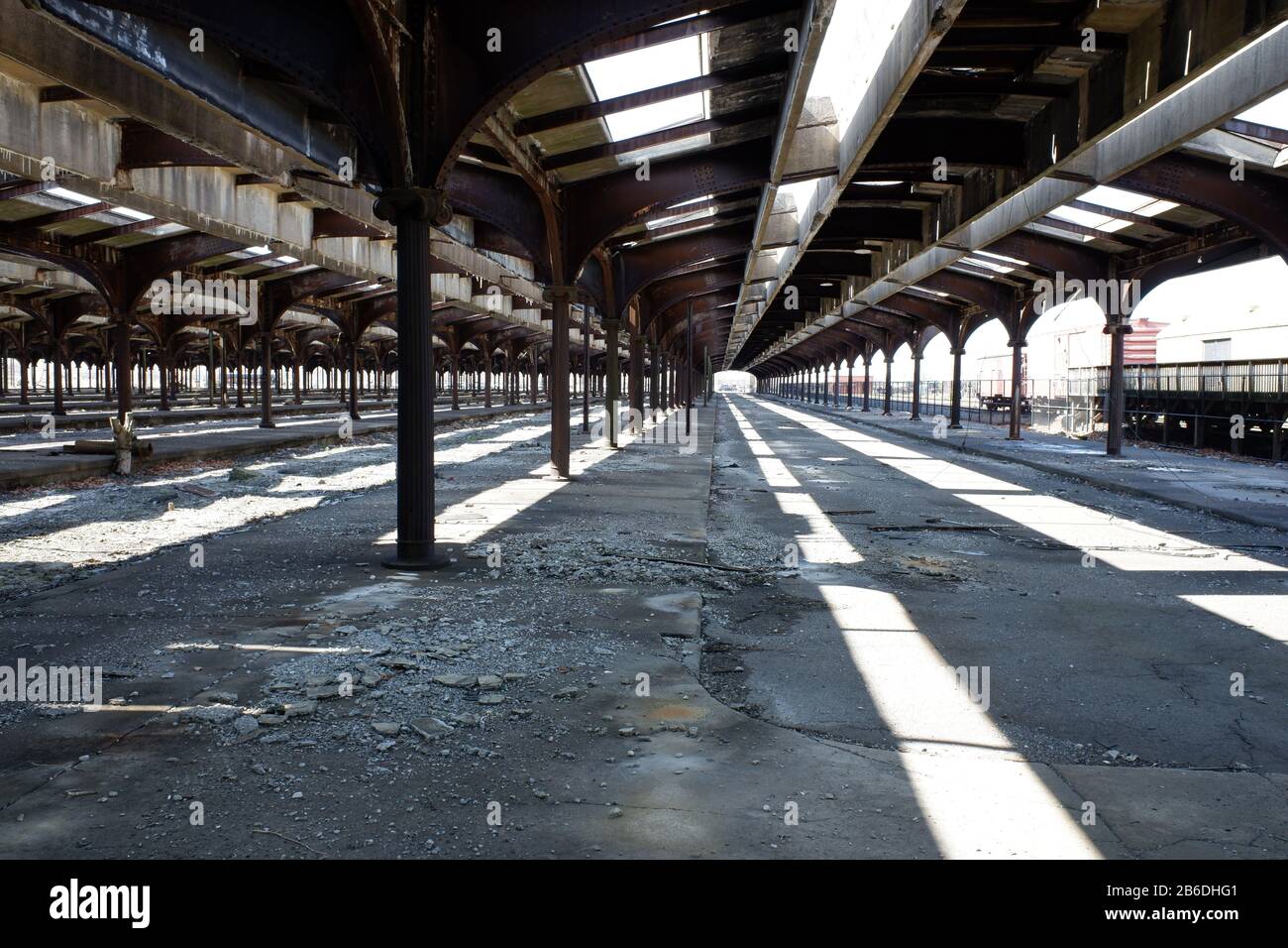 Abandoned railroad platform of former Central Railroad of New Jersey ...