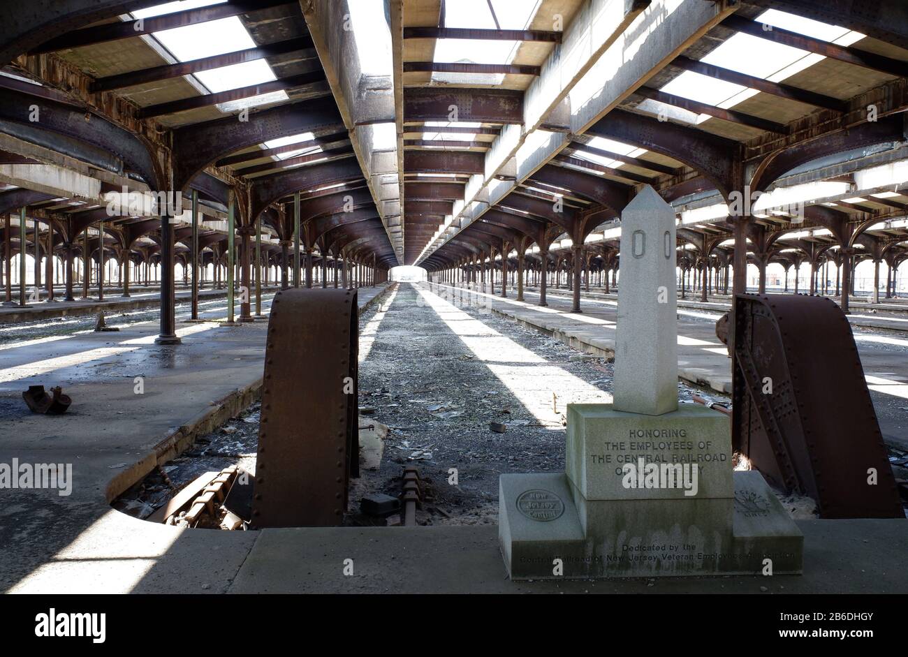 Abandoned railroad platform of former Central Railroad of New Jersey ...