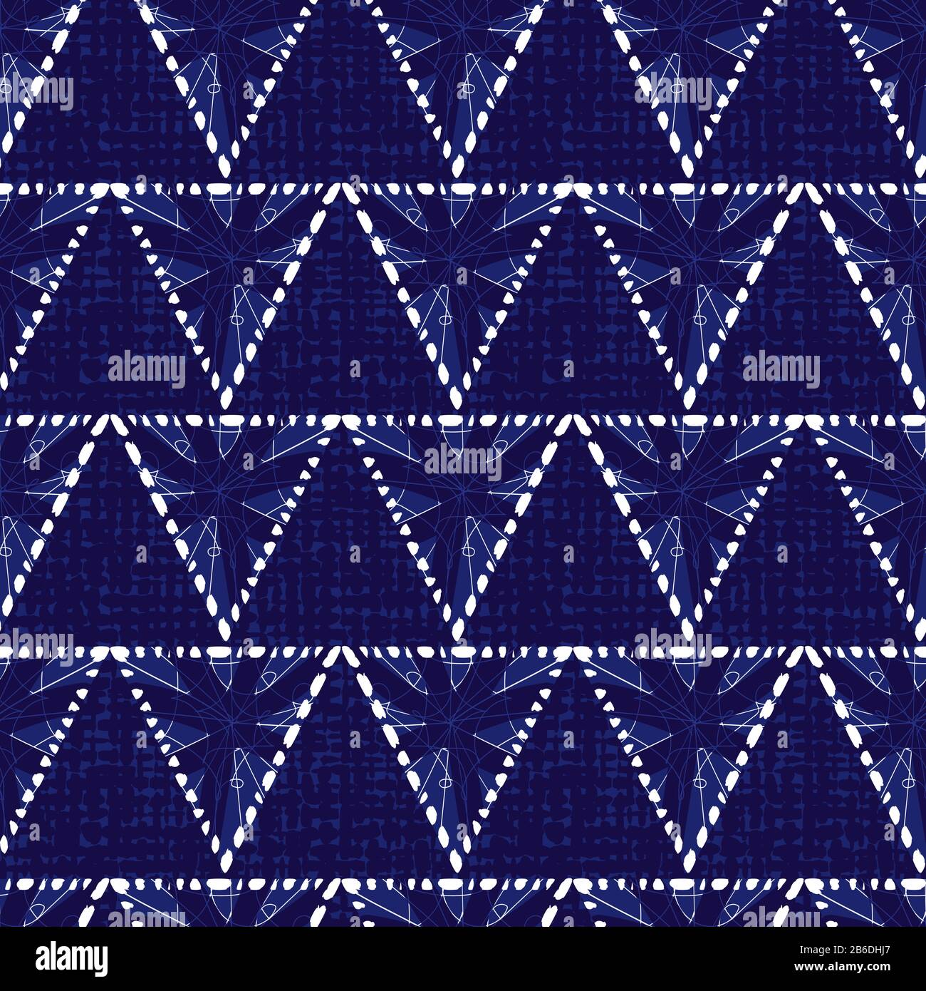 Vector blue shibori triangle abstract seamless pattern with canvas ...