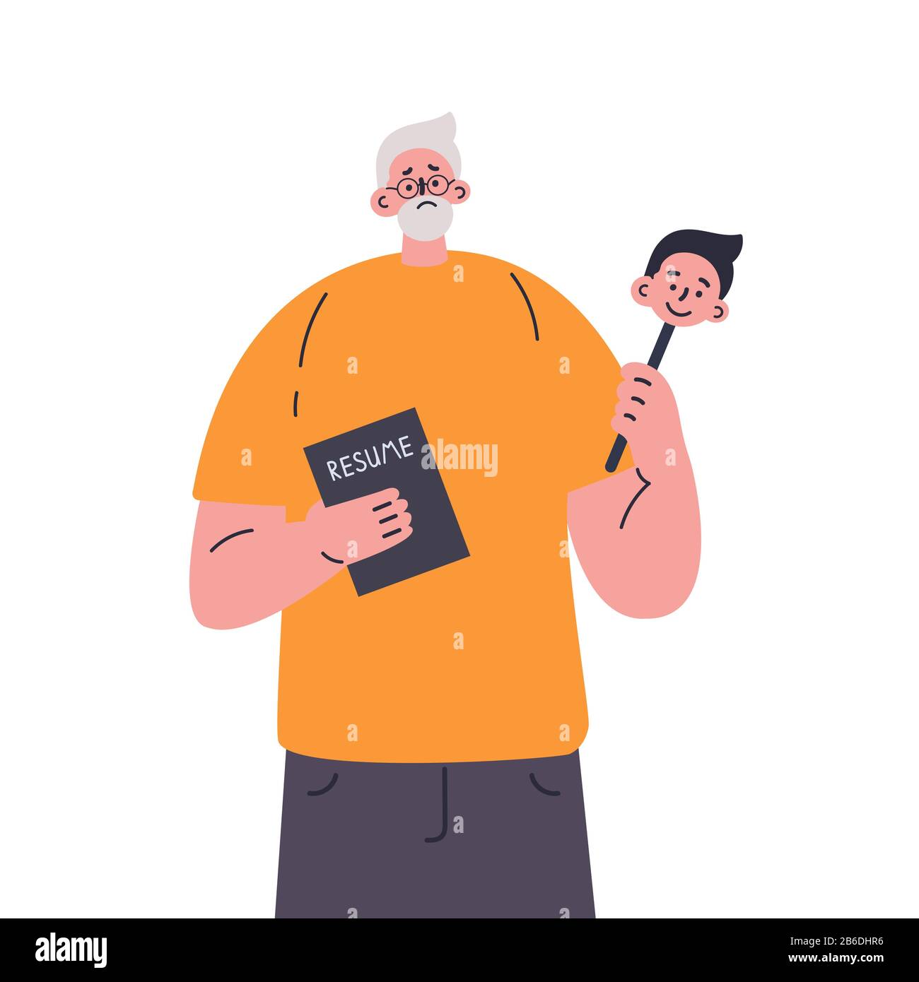 Age discrimination.Senior candidate with resume Stock Vector Image ...