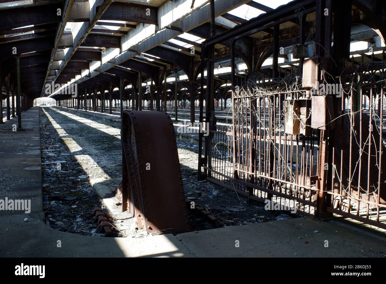 Abandoned railroad platform of former Central Railroad of New Jersey ...