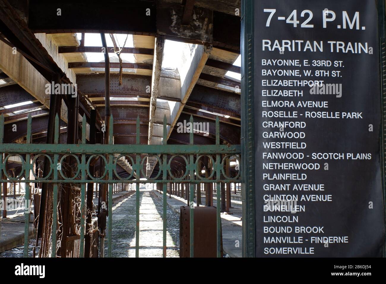 Abandoned railroad platform of former Central Railroad of New Jersey ...