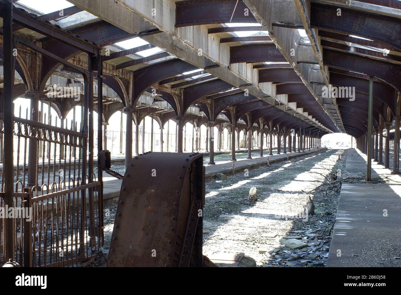 Abandoned railroad platform of former Central Railroad of New Jersey ...