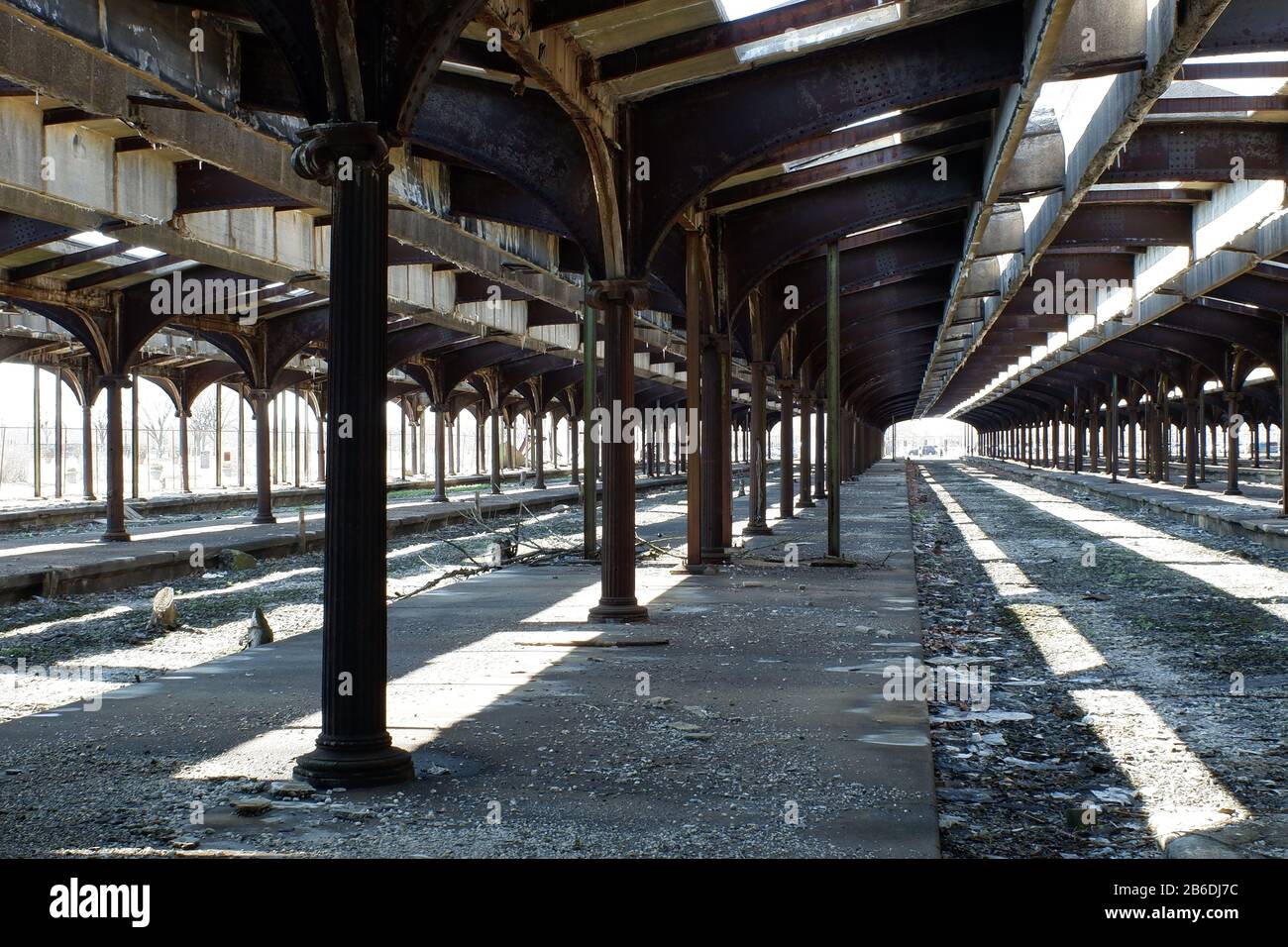 Abandoned railroad platform of former Central Railroad of New Jersey ...