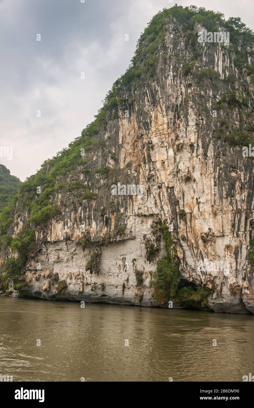 Guilin, China - May 10, 2010: Along Li River. Landscape with green ...