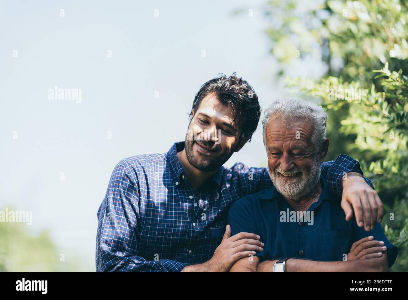 The happy father and son greeting outdoor Stock Photo - Alamy