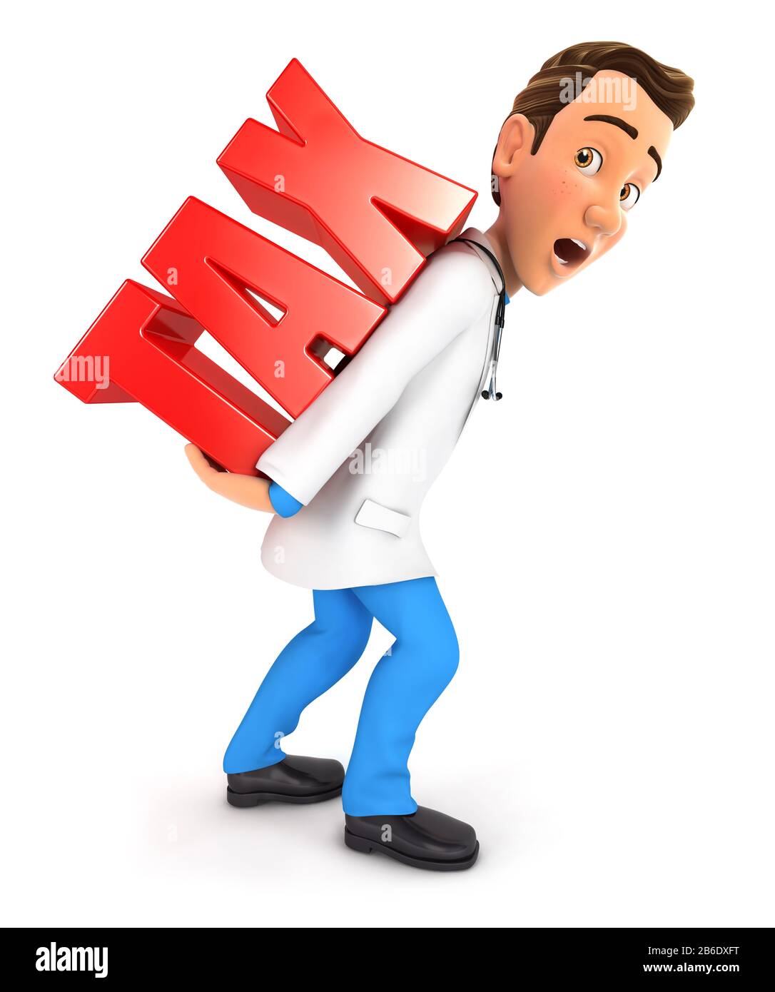 3d doctor heavy tax, illustration with isolated white background Stock ...