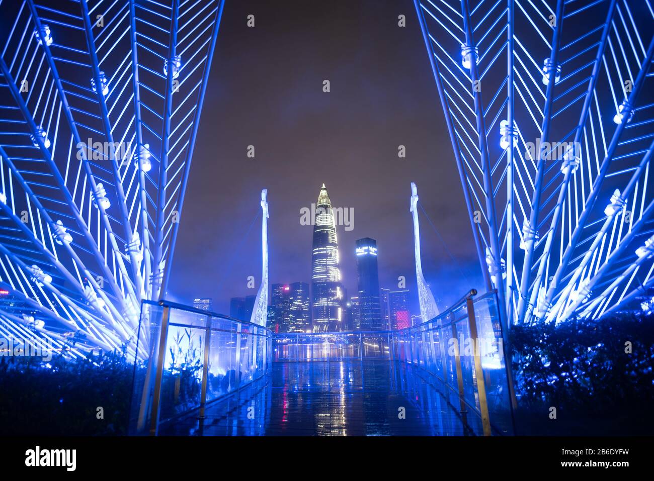 Shenzhen talent park and shenzhen bay with night view hi-res stock ...