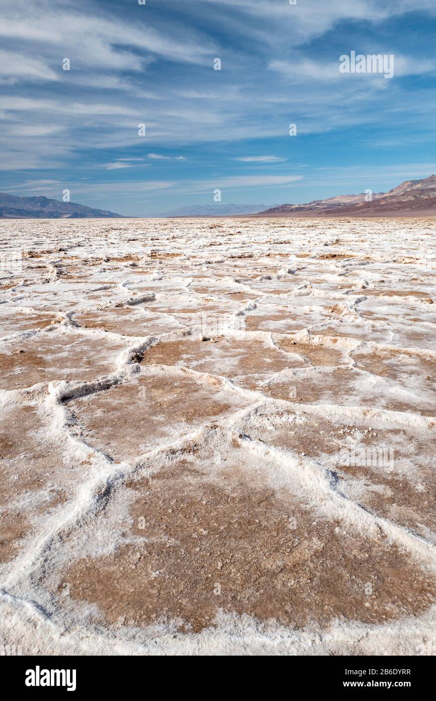 Badwater Basin salt flats at Death Valley National Park, California ...