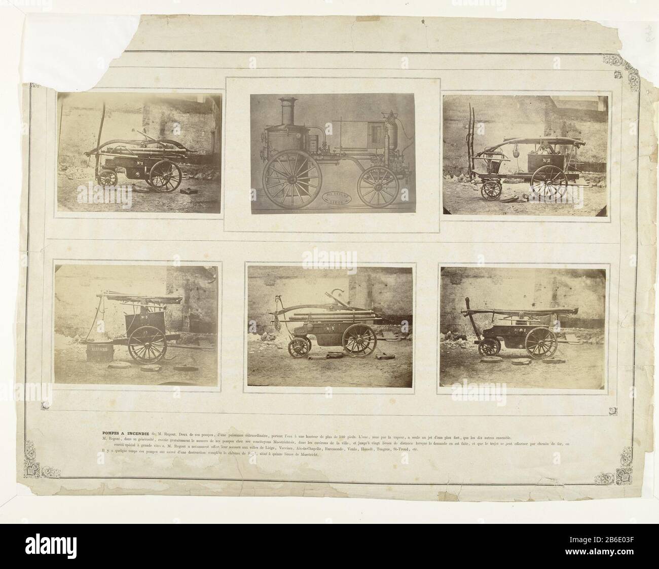 fire engine number 5 of the company Regout on a sheet with pictures of ...