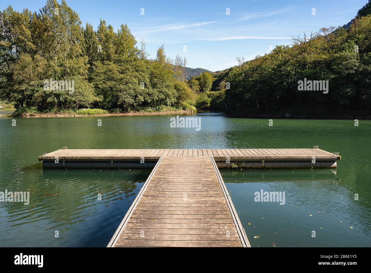Bridge in Reservoir of Valdemurio, Senda del Oso, Asturias, Spain Stock ...