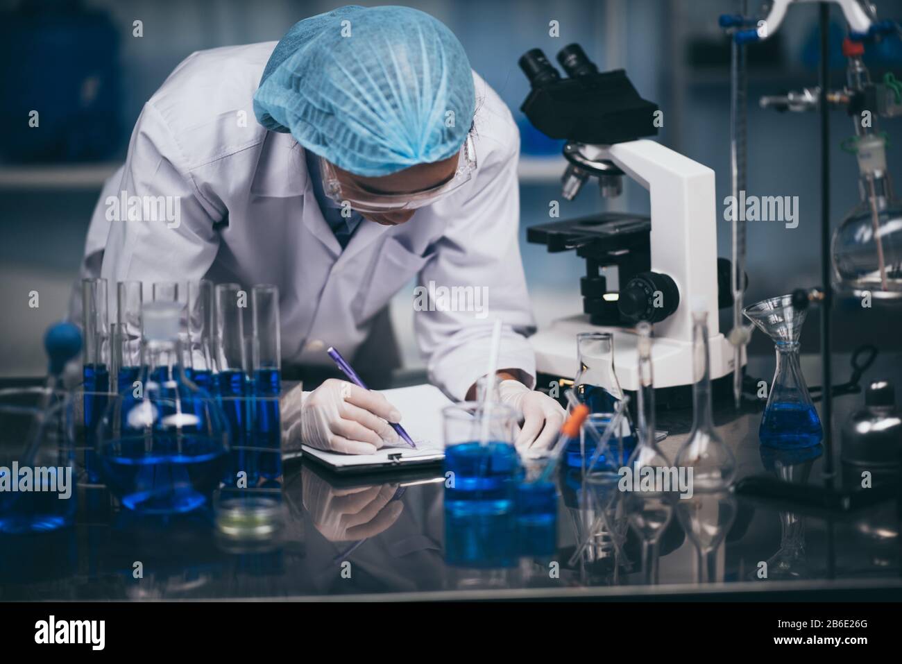 Health care researchers working in life science laboratory Stock Photo ...