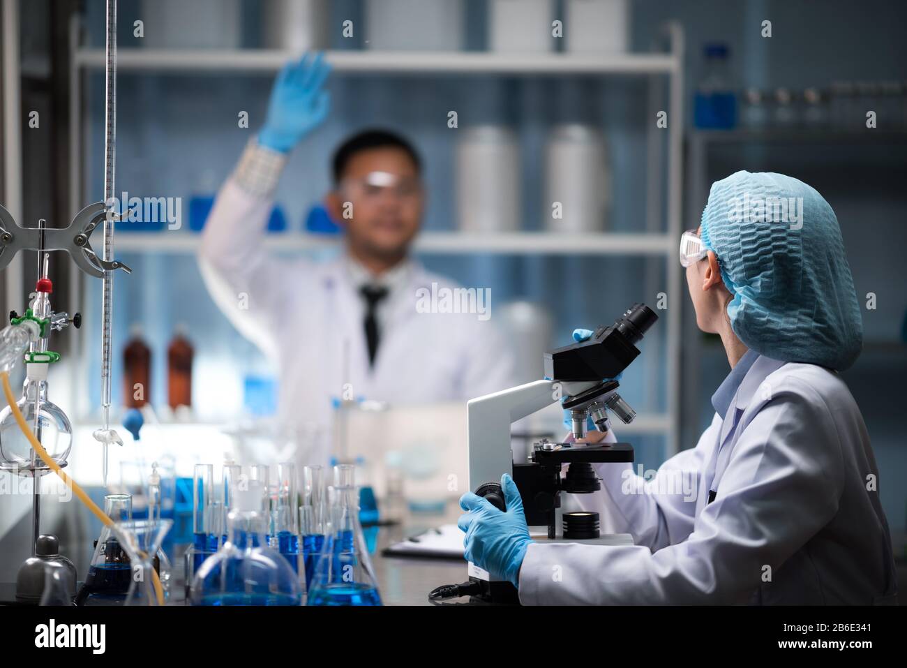 In a Modern Laboratory Scientists team Conduct Experiments, Consisting ...