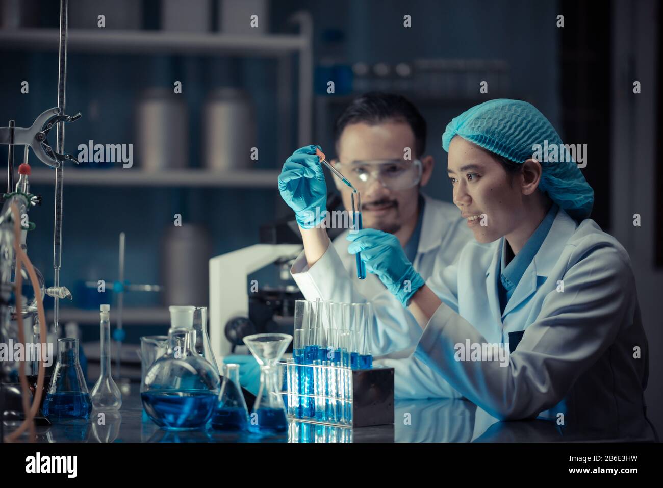 In a Modern Laboratory Scientists team Conduct Experiments, Consisting ...