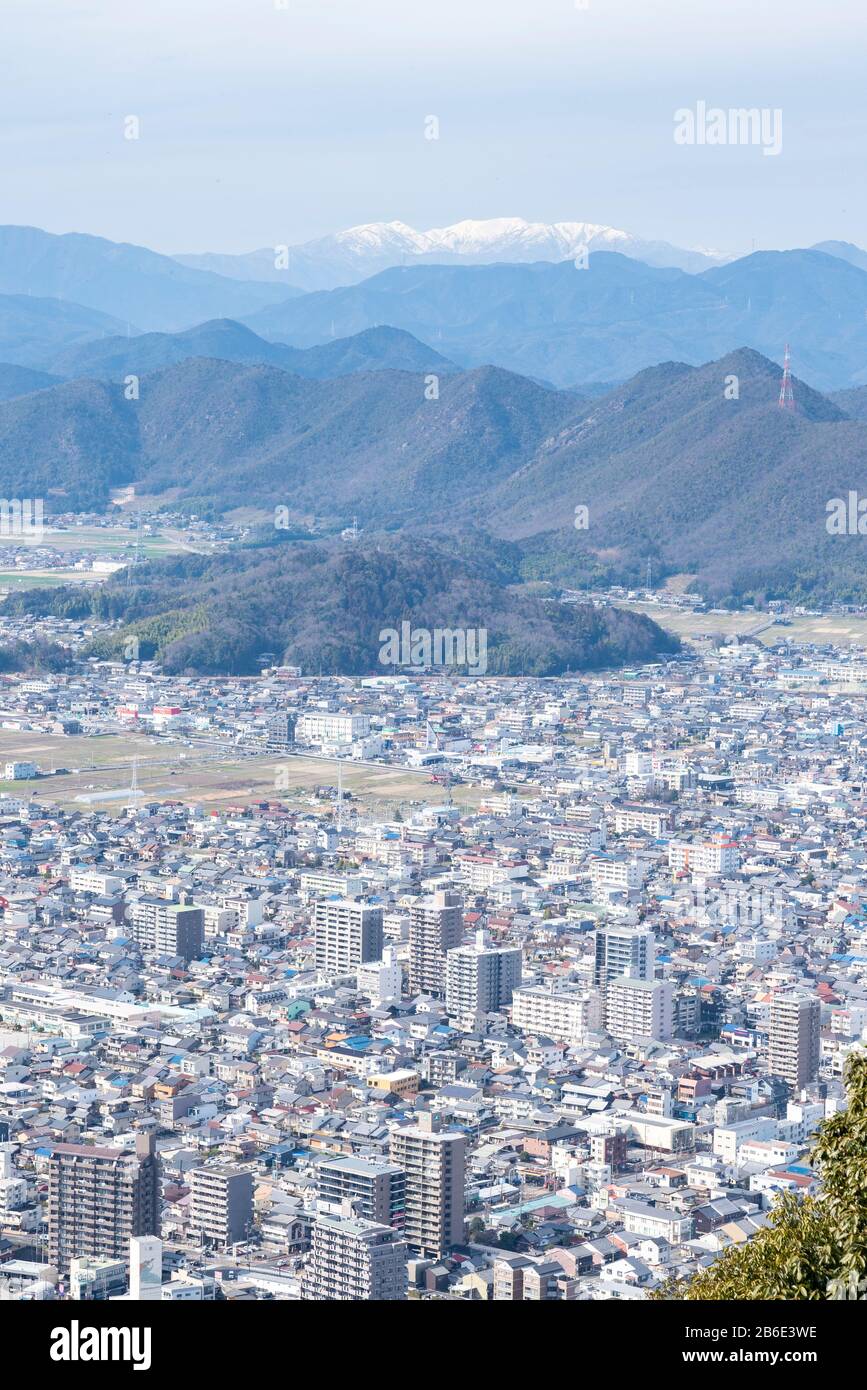 View from top of Mt.Kinka, toward north direction, general view of Gifu ...