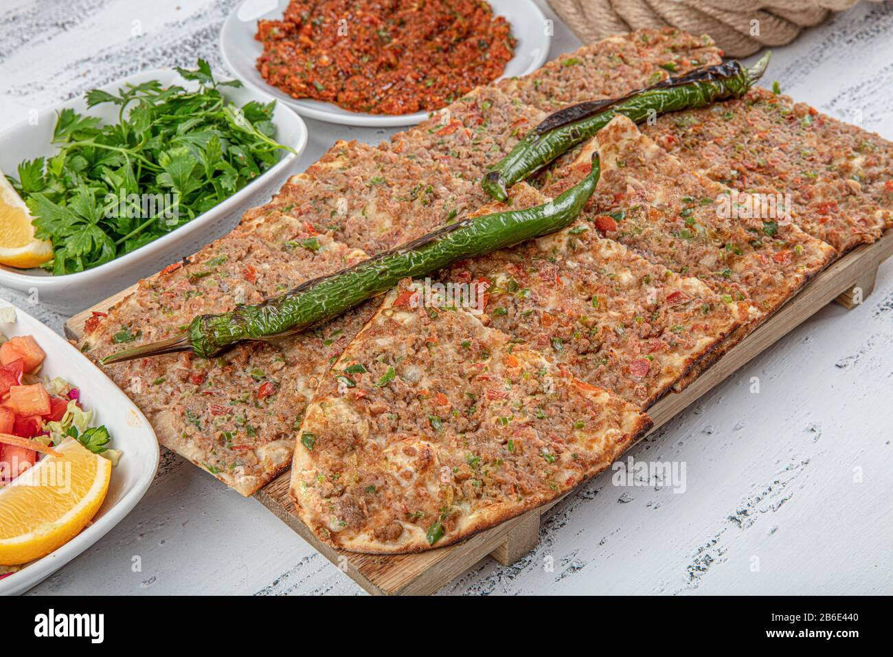 Turkish Delicious Ramadan Long Pide. Bread with meat - Turkish name ...