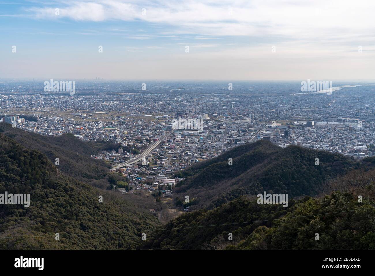 View from Gifu Castle, located at the top of Mt.Kinka, toward southern ...