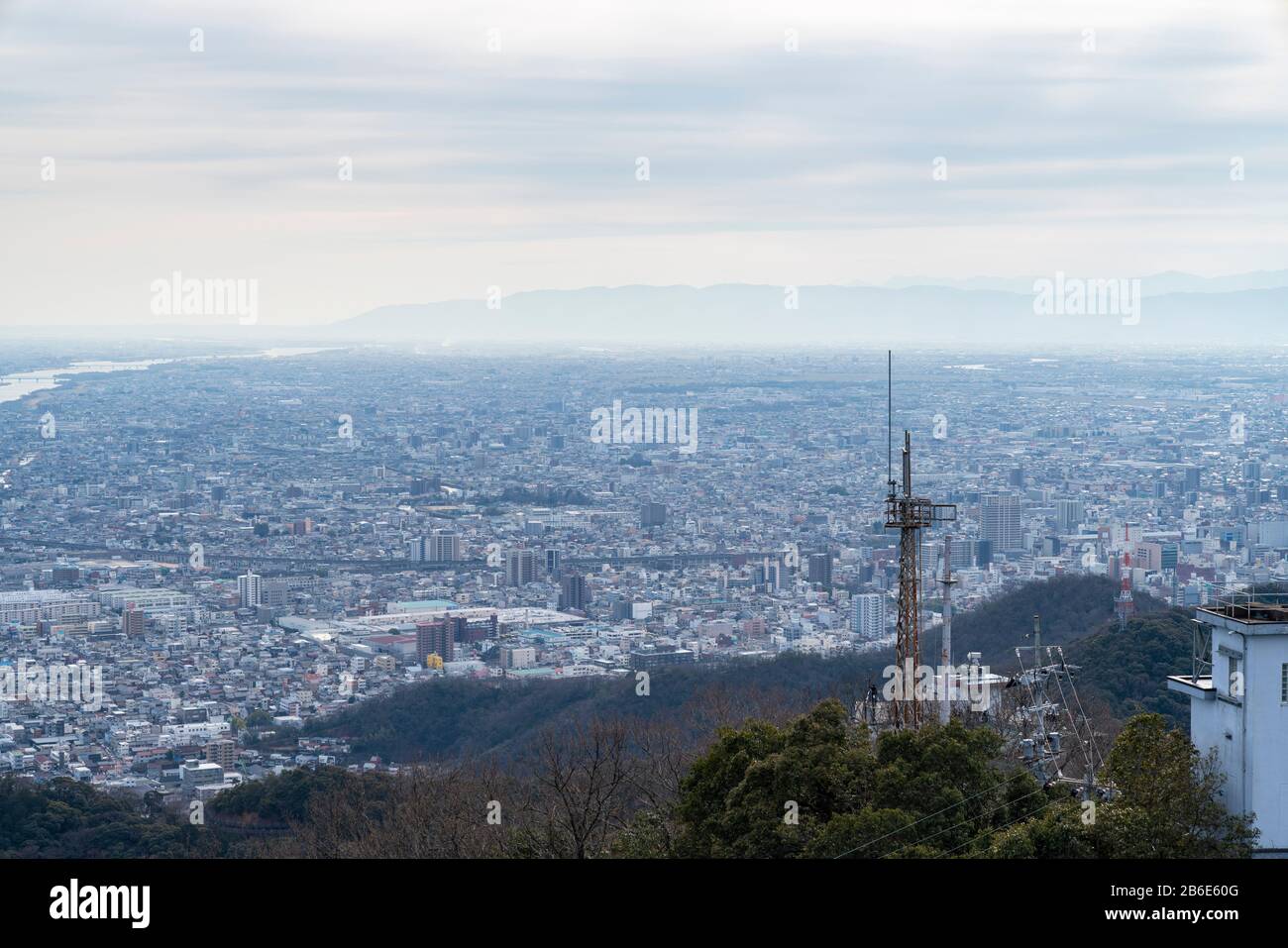 View from Gifu Castle, located at the top of Mt.Kinka, Kiso River is ...