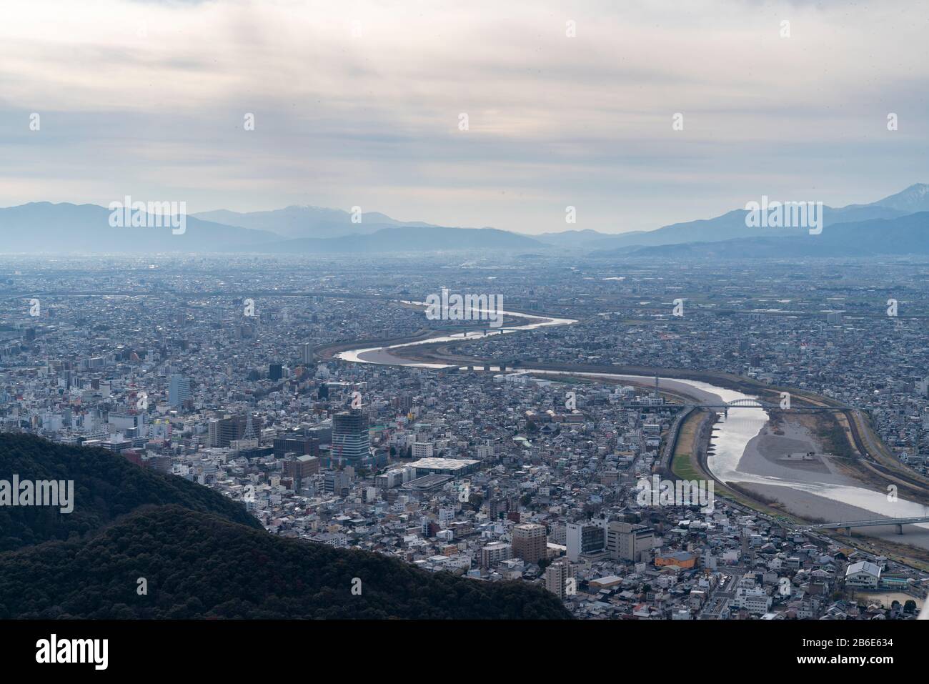 View from Gifu Castle located at the top of Mt.Kinka, toward western ...