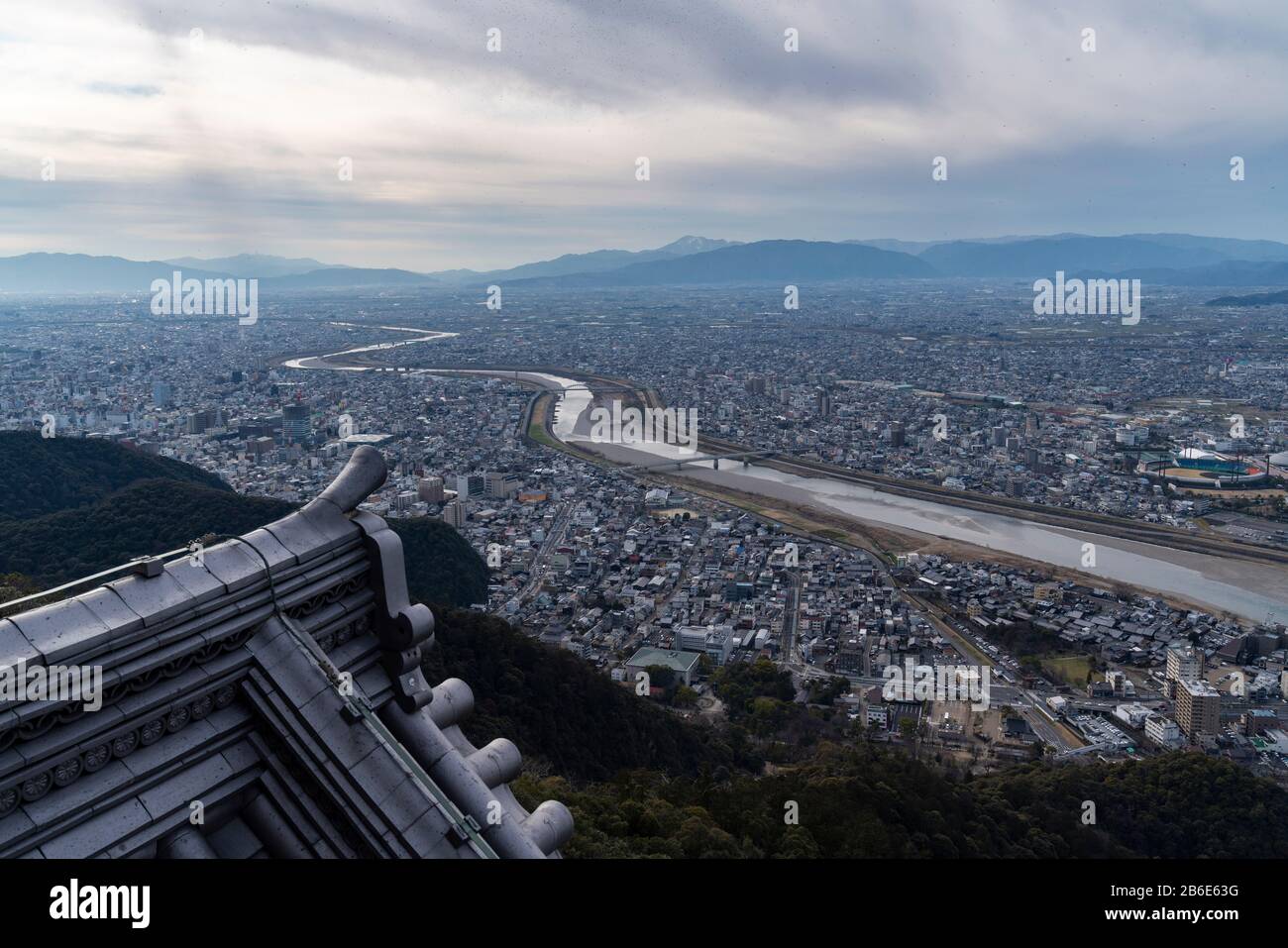 View from Gifu Castle located at the top of Mt.Kinka, toward western ...