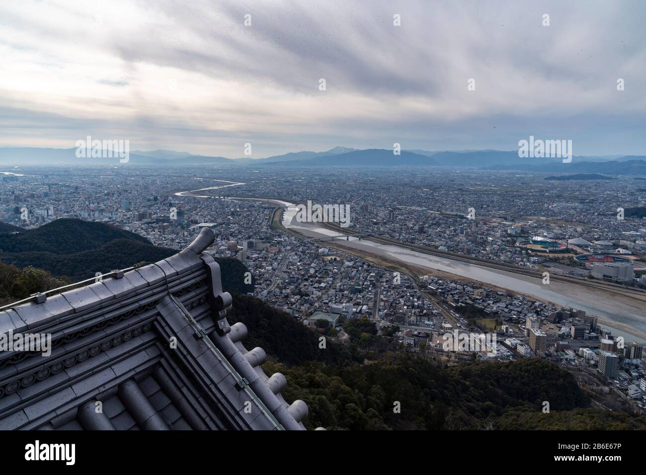 View from Gifu Castle located at the top of Mt.Kinka, toward western ...