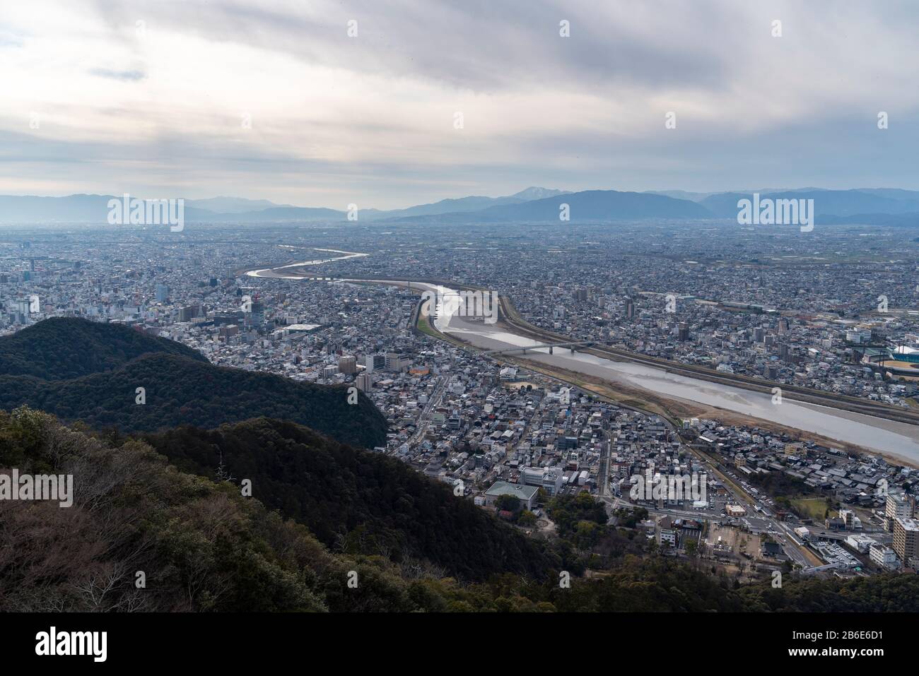 View from Gifu Castle located at the top of Mt.Kinka, toward western ...