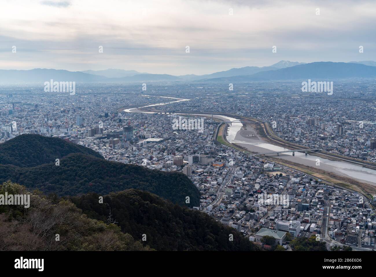 View from Gifu Castle located at the top of Mt.Kinka, toward western ...