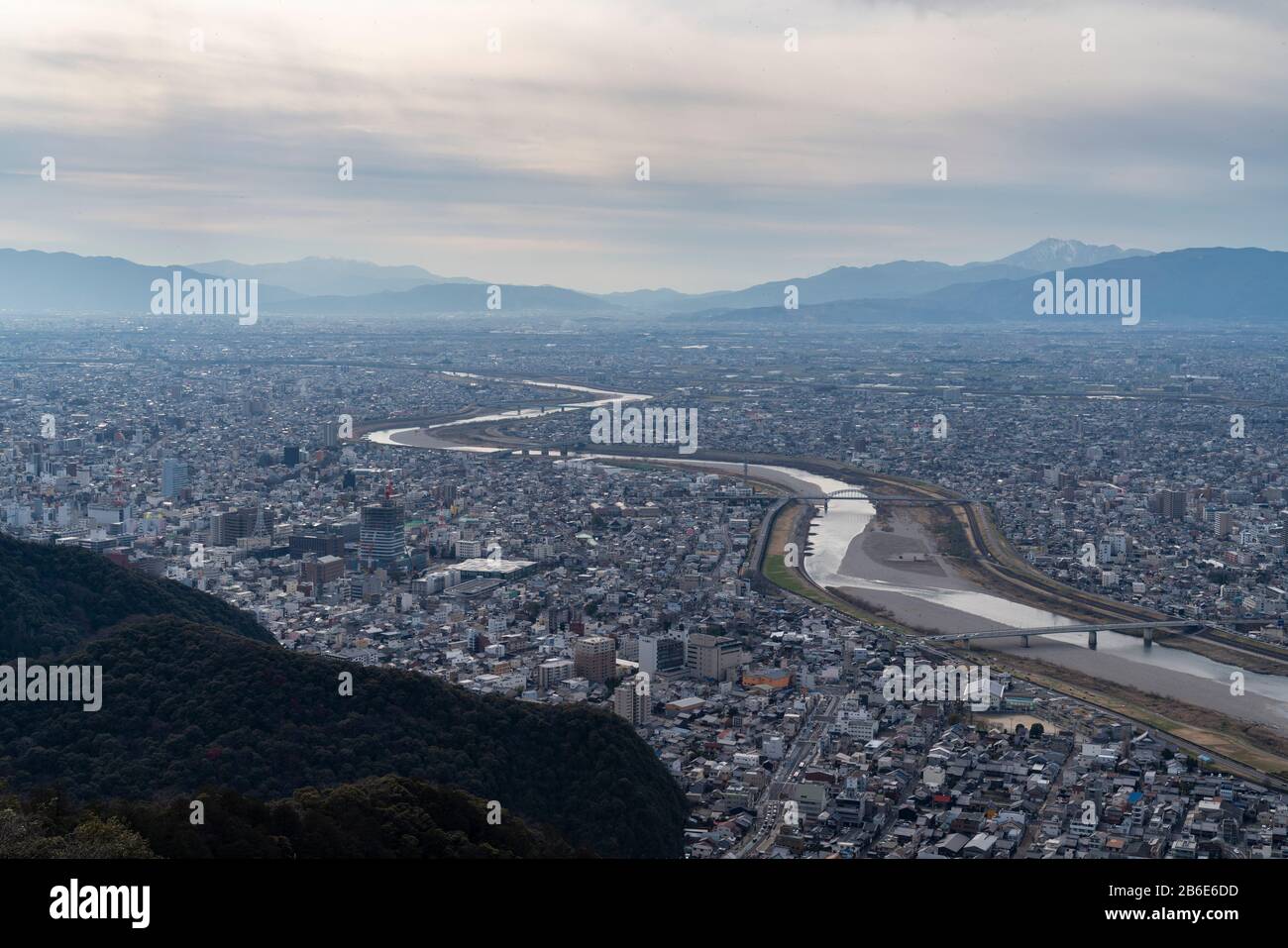 View from Gifu Castle located at the top of Mt.Kinka, toward western ...