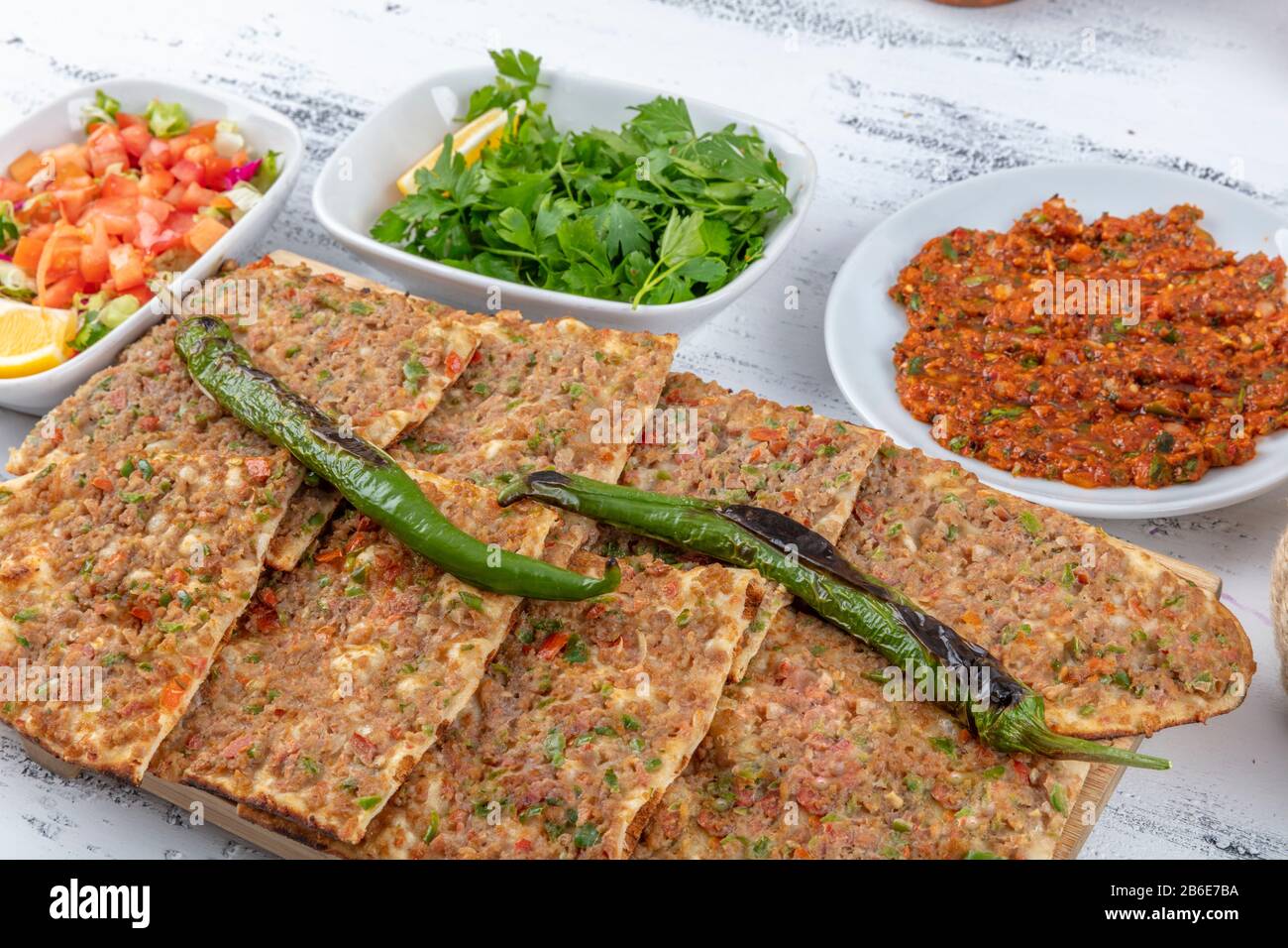 Turkish Delicious Ramadan Long Pide. Bread with meat - Turkish name ...