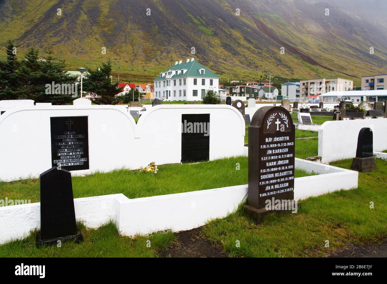 Graveyard, Port of Isafjordur, West Fjords Region, Iceland Stock Photo ...