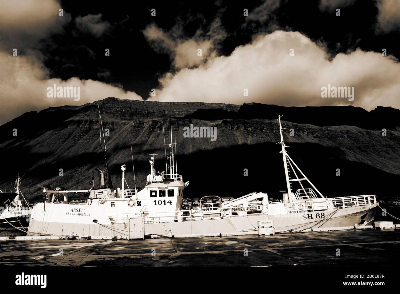 Fishing Vessels, Port of Isafjordur, West Fjords Region, Iceland Stock ...