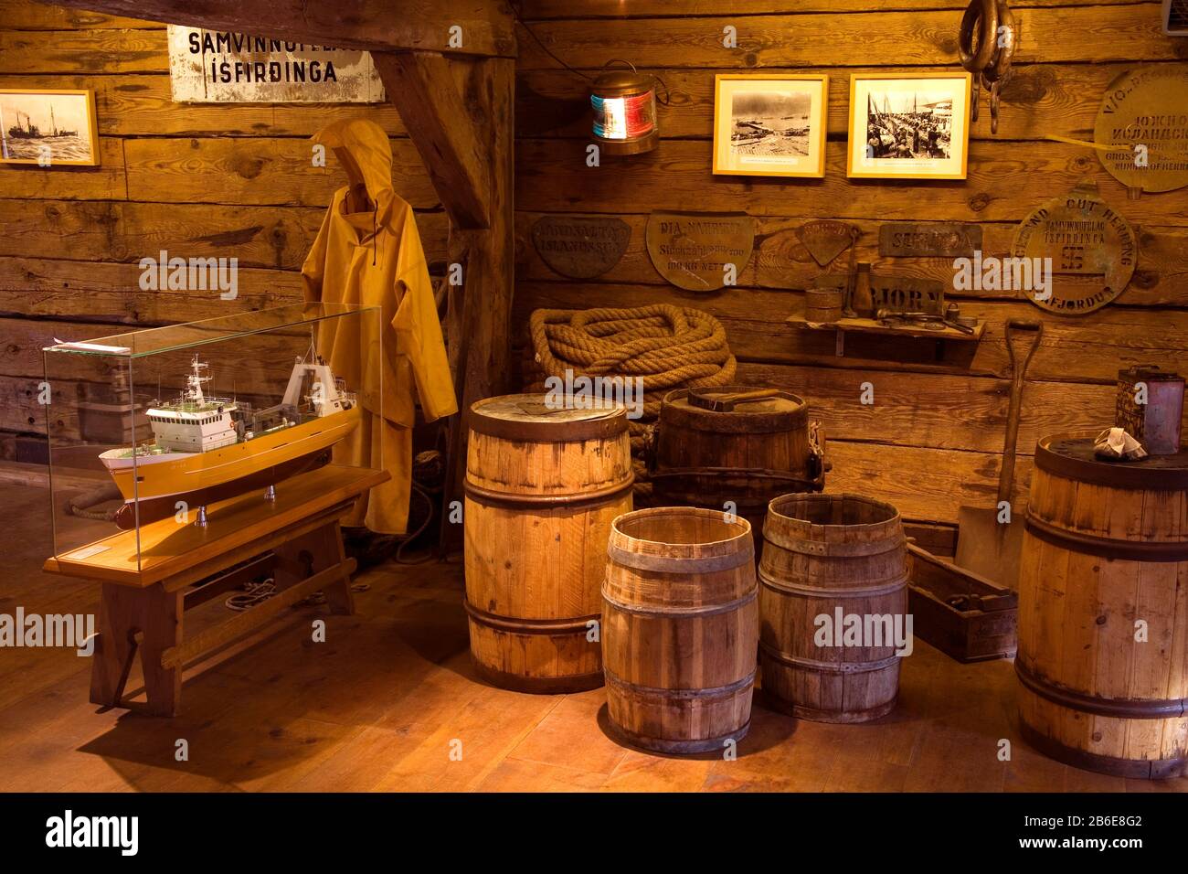 Fishing Museum exhibit, Port of Isafjordur, West Fjords Region, Iceland ...