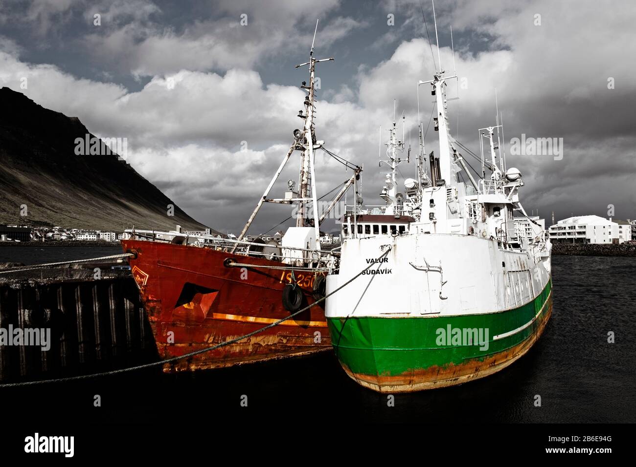 Fishing Vessels, Port of Isafjordur, West Fjords Region, Iceland Stock ...
