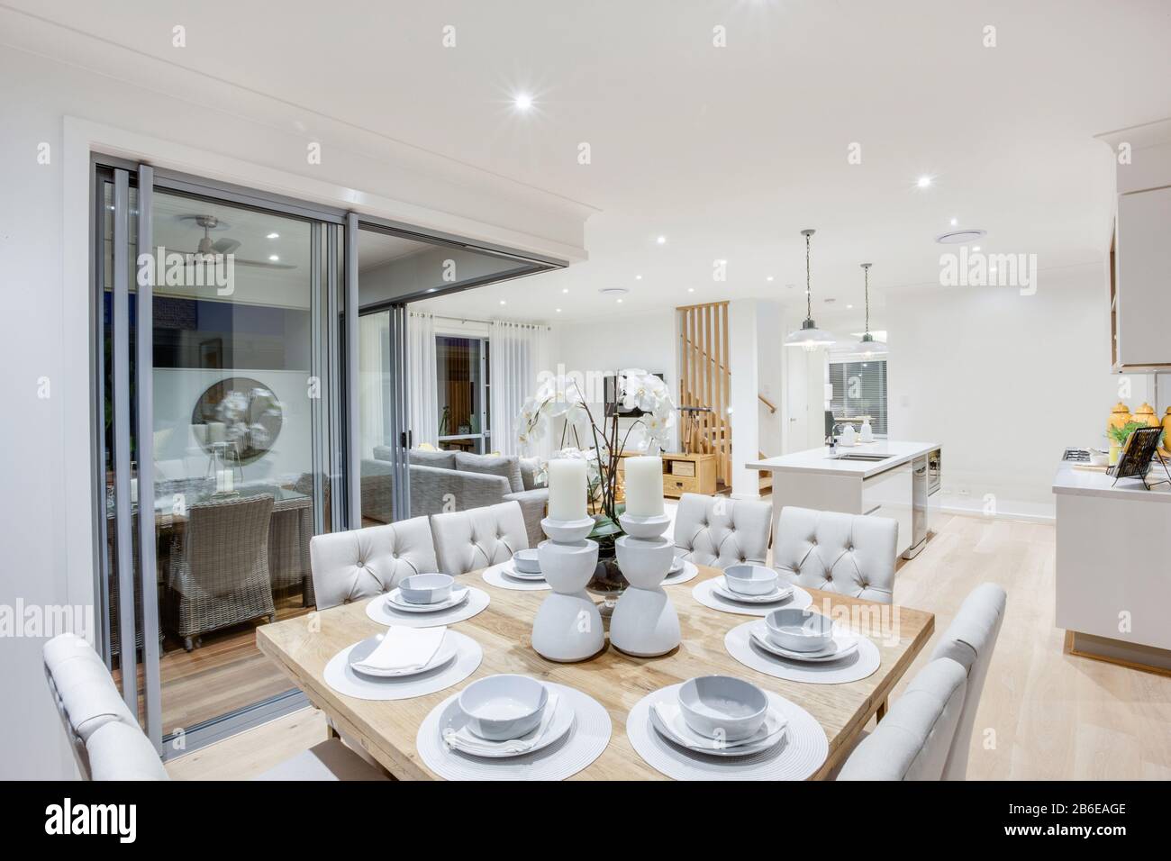 A stylish laid out dining tale next to the kitchen is adjoining another ...