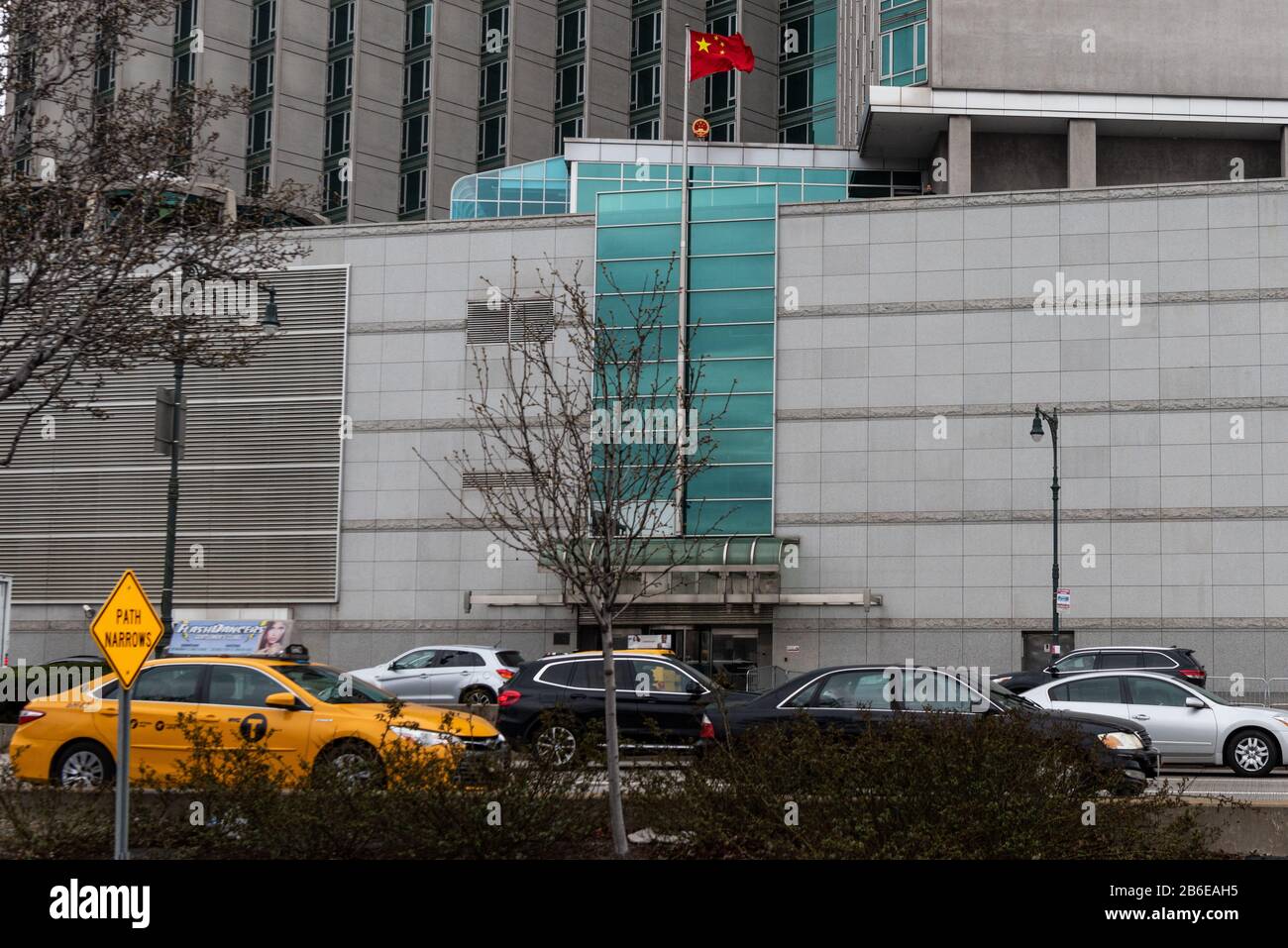 The Chinese Consulate in New York City on March 10, 2020. (Photo by ...