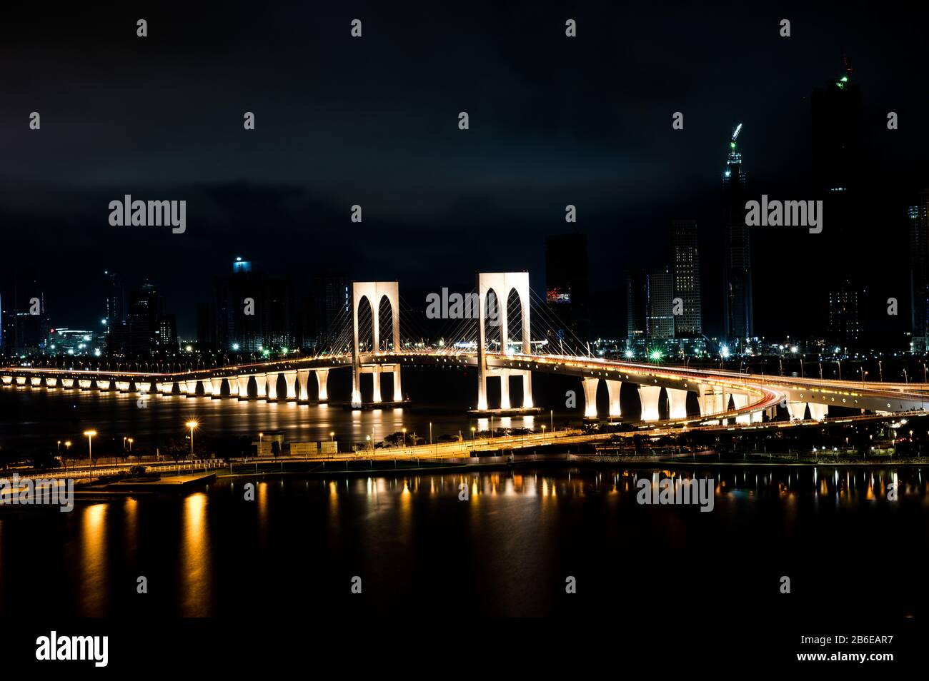 Sai Van Bridge in Macau at night Stock Photo - Alamy