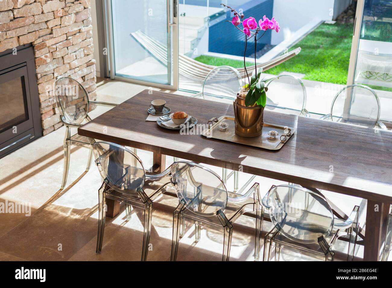 A lively dining area architecture Stock Photo - Alamy