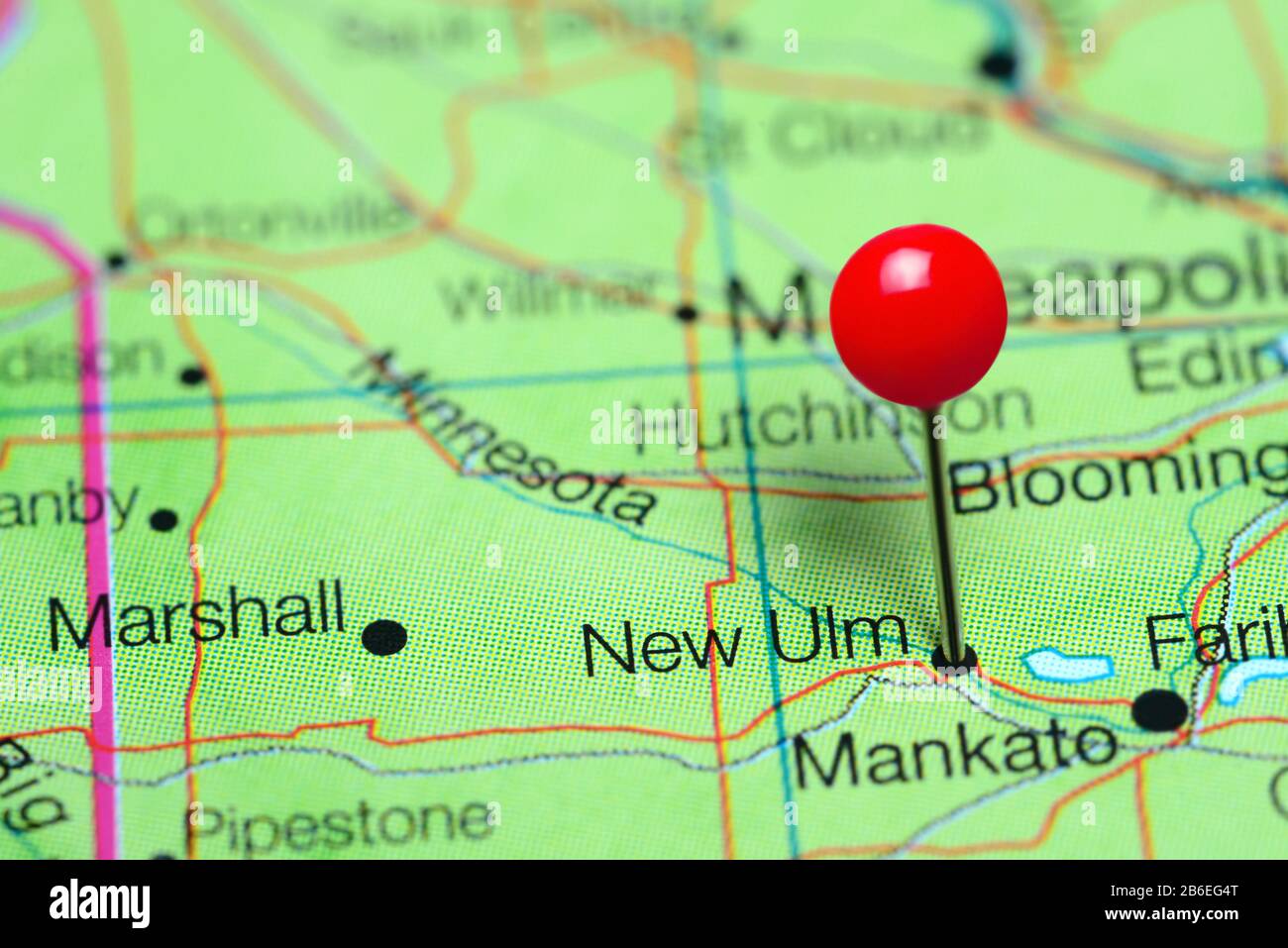 New Ulm pinned on a map of Minnesota, USA Stock Photo - Alamy