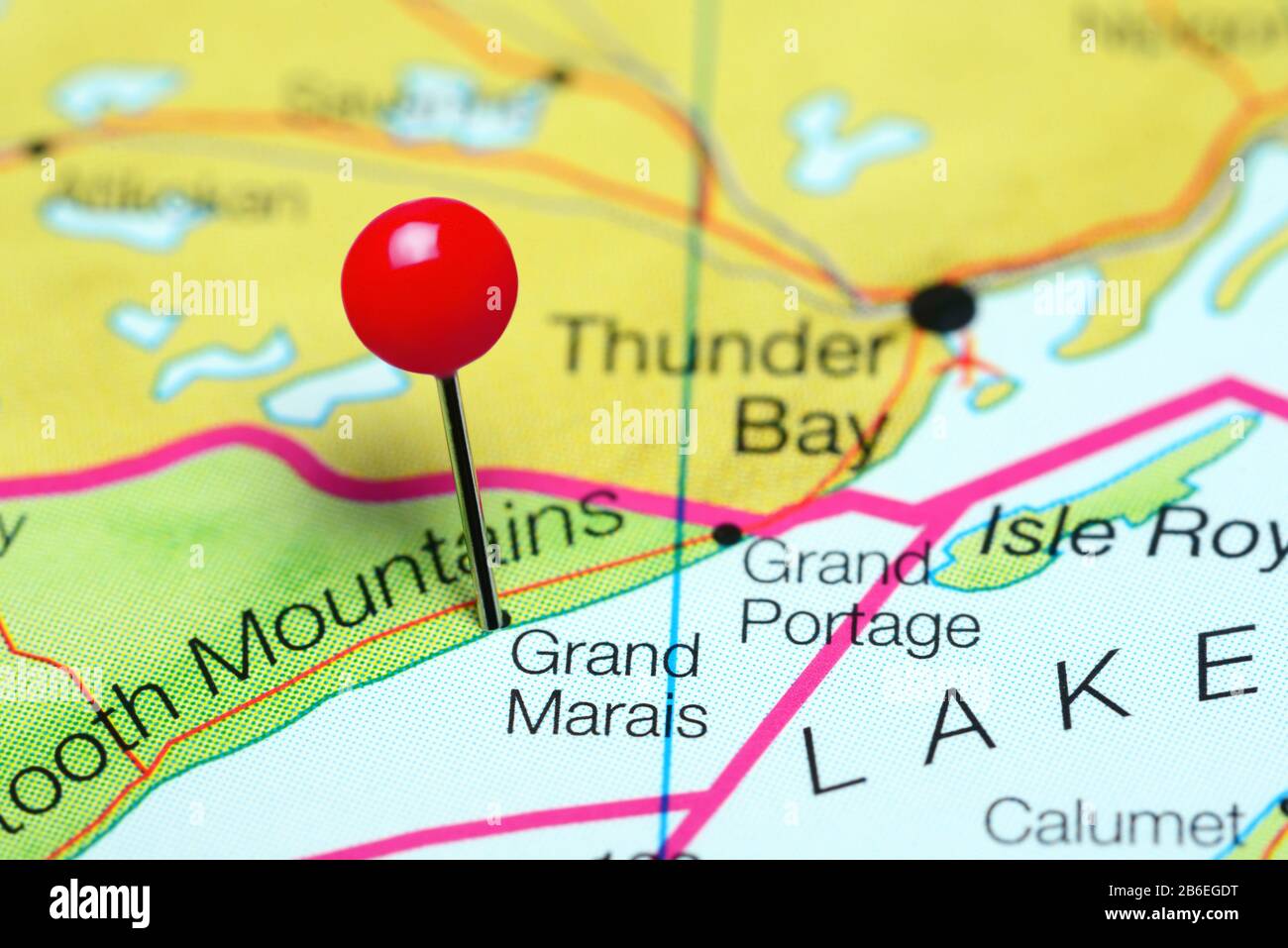 Grand Marais pinned on a map of Minnesota, USA Stock Photo - Alamy