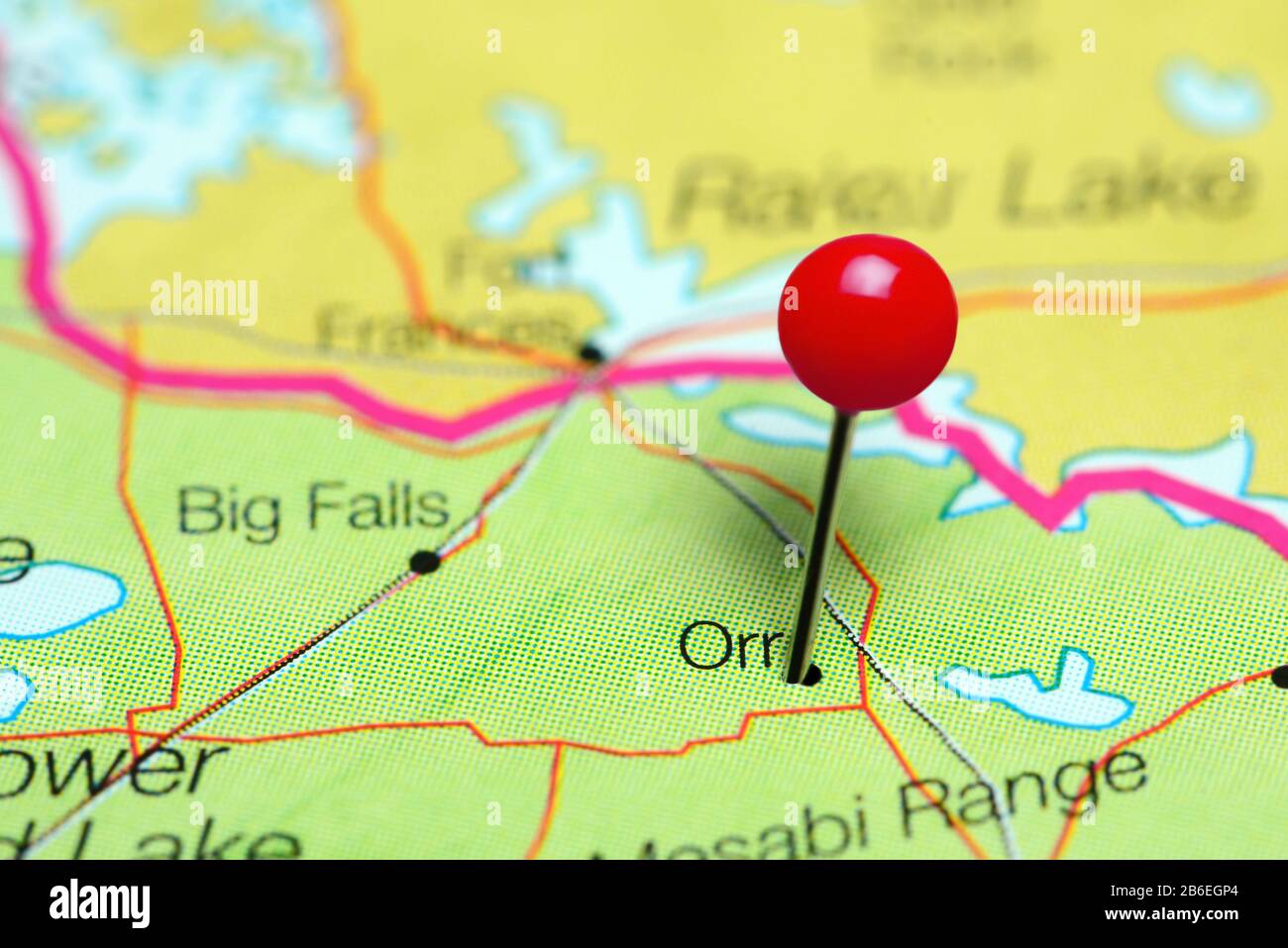 Orr pinned on a map of Minnesota, USA Stock Photo - Alamy